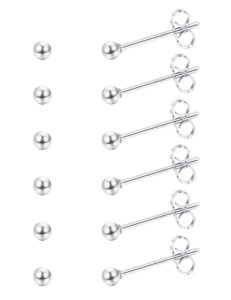 milacolato 6 pairs 925 sterling silver stud earrings for women 2mm tiny ball stud earrings set hypoallergenic over 3 years old