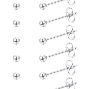 Milacolato 6 Pairs 925 Sterling Silver Stud Earrings for Women 2mm Tiny Ball Stud Earrings Set Hypoallergenic Over 3 Years Old