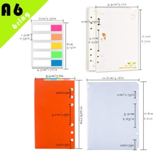 Rancco A6 Planner Inserts Weekly Planner Refills, 90 Pages Colorful 6-Ring Loose-leaf Paper Binder Inserts w/Divider, PVC Pouch, Ruler, Index Tab for Journal, Filofax, Double-sided, Undated, 6.9x3.7"