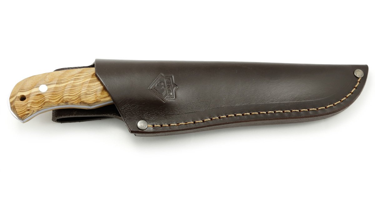 Puma IP Ondular IV Olive Wood Spanish Made Hunting Knife with Leather Sheath