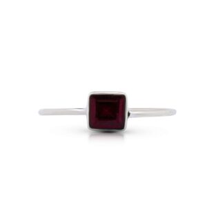 koral jewelry square garnet stone delicate ring 925 sterling silver vintage boho chic (6)