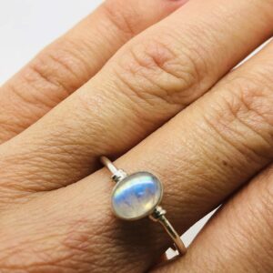 Koral Jewelry Oval Moonstone Delicate Ring 925 Sterling Silver Vintage Boho Chic (5)