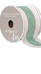 celebrate it- 2.5" corduroy wired ribbon blue