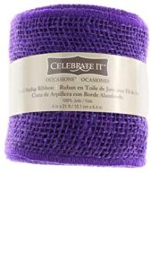 celebrate it- purple 4" burlap wired ribbon x 21 ft