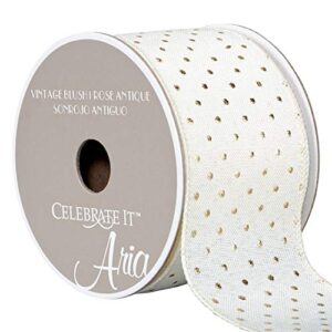 celebrate it- 2.5" woven wired dotted ribbon