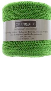 celebrate it- cyan green 4" burlap wired ribbon x 21 ft