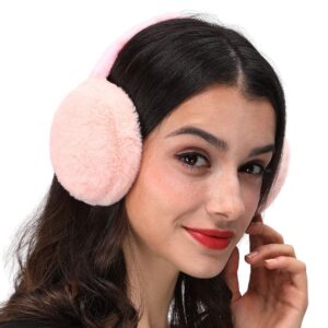 lethmik faux fur ear warmers,outdoor foldable winter earmuffs womens&mens earlap warm ear protection pink