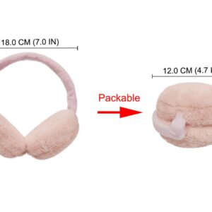 LETHMIK Faux Fur Ear Warmers,Outdoor Foldable Winter Earmuffs Womens&Mens Earlap Warm Ear Protection Pink