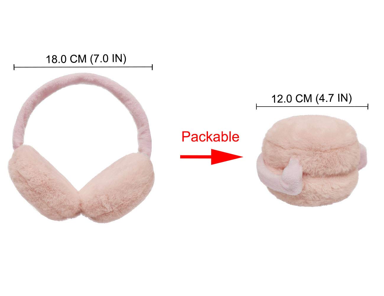 LETHMIK Faux Fur Ear Warmers,Outdoor Foldable Winter Earmuffs Womens&Mens Earlap Warm Ear Protection Pink