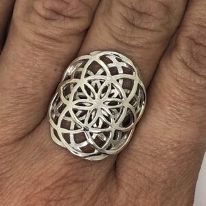 Dabble Seed of Life Ring Sterling Silver 925 Sacred Geometry Flower of Life Yoga Jewelry (6)