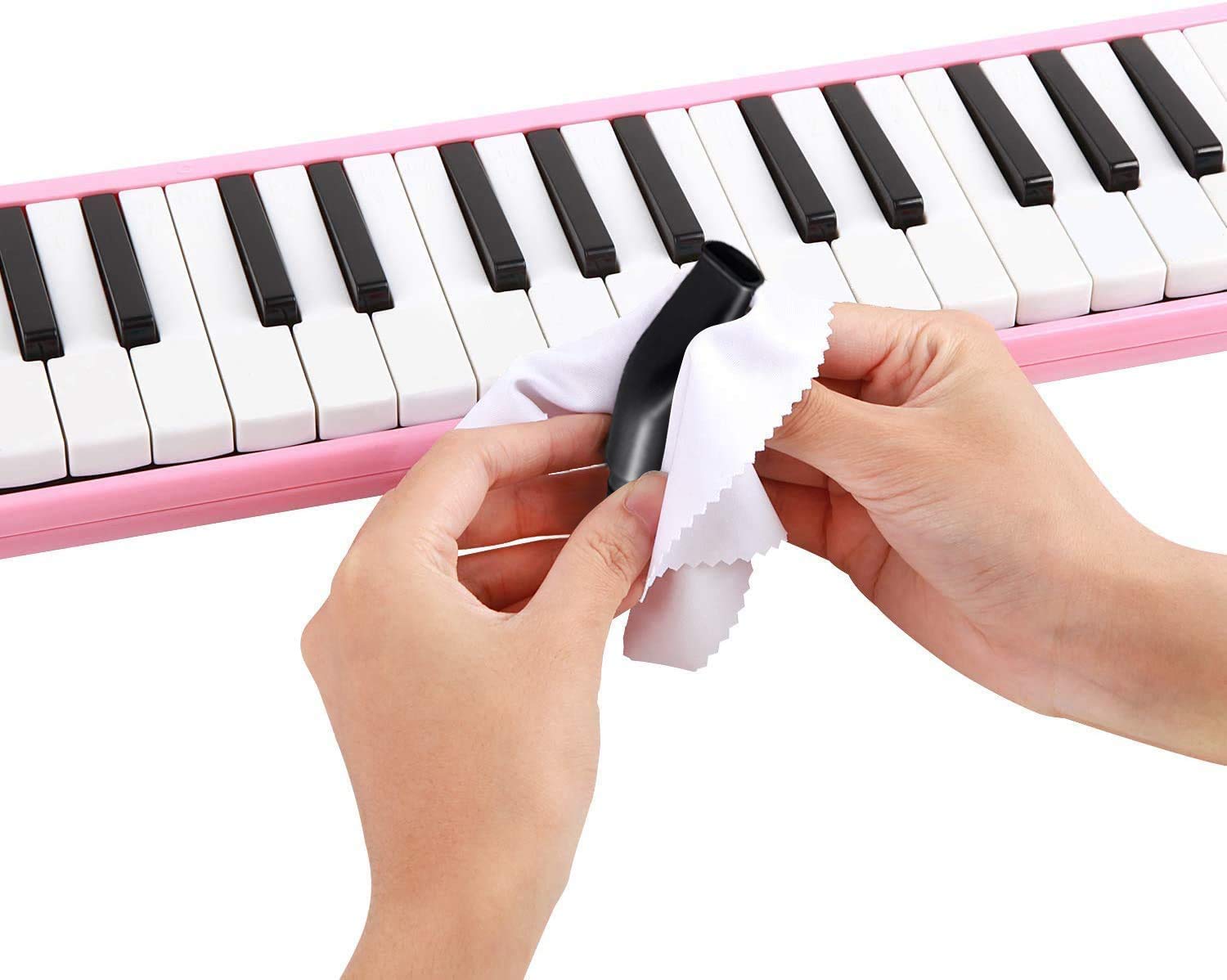 Vangoa 32 Key Melodica, Musical Instrument Air Piano Keyboard, Melodicas with Carrying Bag, Double Mouthpieces, Wipe Cloth, Key Stickers, Long Tubes (Pink)