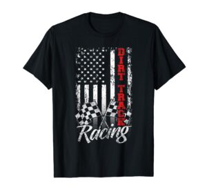 american flag dirt track racing car bike driver racer gift t-shirt