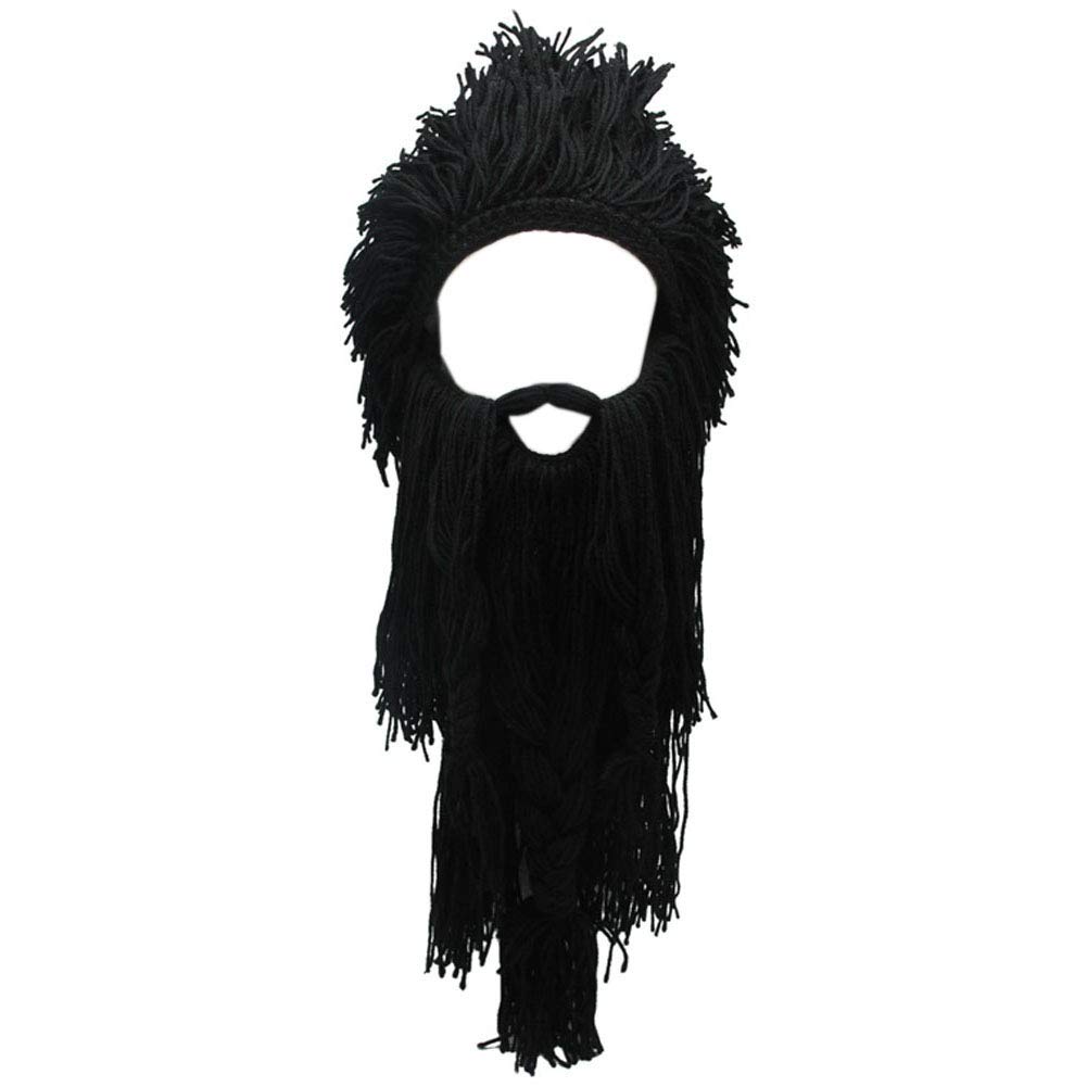 Creative Barbarian Knit Beard Hat Funny Knit Hat Wig Beanie Hat Beard Facemask