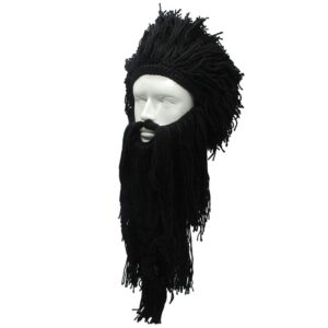 Creative Barbarian Knit Beard Hat Funny Knit Hat Wig Beanie Hat Beard Facemask