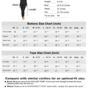 MANCYFIT Thermal Underwear for Women Long Johns Set Fleece Lined Ultra Soft (Black, Medium (US 8-10))