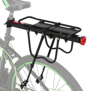 bike rear rack, aluminum alloy bike rear seat luggage shelf rack carrier racks quick release adjustable cargo carrier, 25kg maximum bearing