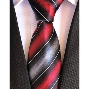 Men's Deep Red Grey Black Party Ties Elegant Formal Prom Ball Neckties for Youth