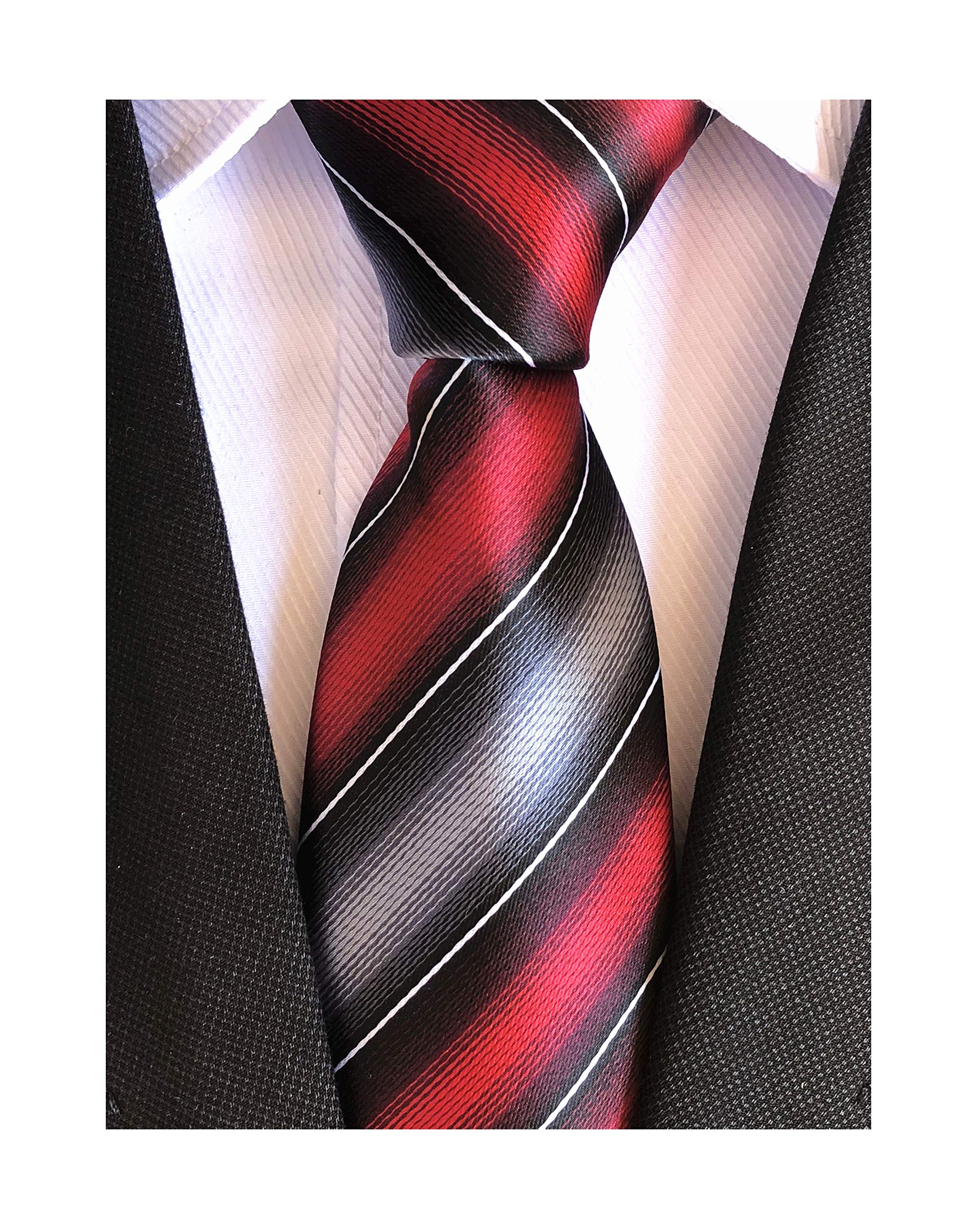 Men's Deep Red Grey Black Party Ties Elegant Formal Prom Ball Neckties for Youth