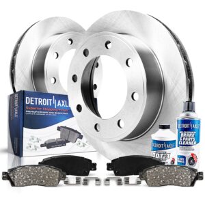 detroit axle - front brake kit for 4wd 1999-2004 ford f-250 f-350 super duty 2000-2005 excursion brake rotors and ceramic brakes pads replacement : 13.03" inch front rotor diameter