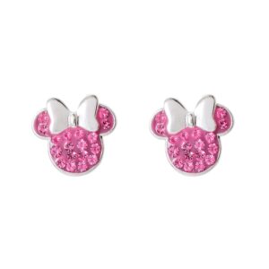 disney minnie mouse birthstone jewelry for women, sterling silver pave crystal stud earrings, october