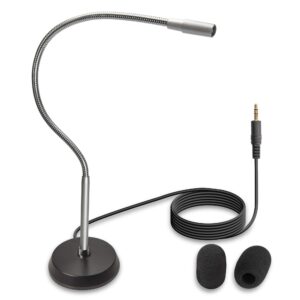 ecs wordseeker professional gooseneck conference microphone 3.5 mm, fully adjustable podium mic, heavy duty stainless steel neck