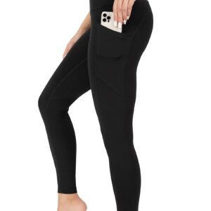 90 Degree by Reflex Power Flex Yoga Pants - High Waist Squat Proof Ankle Leggings with Pockets for Women - Black - Large