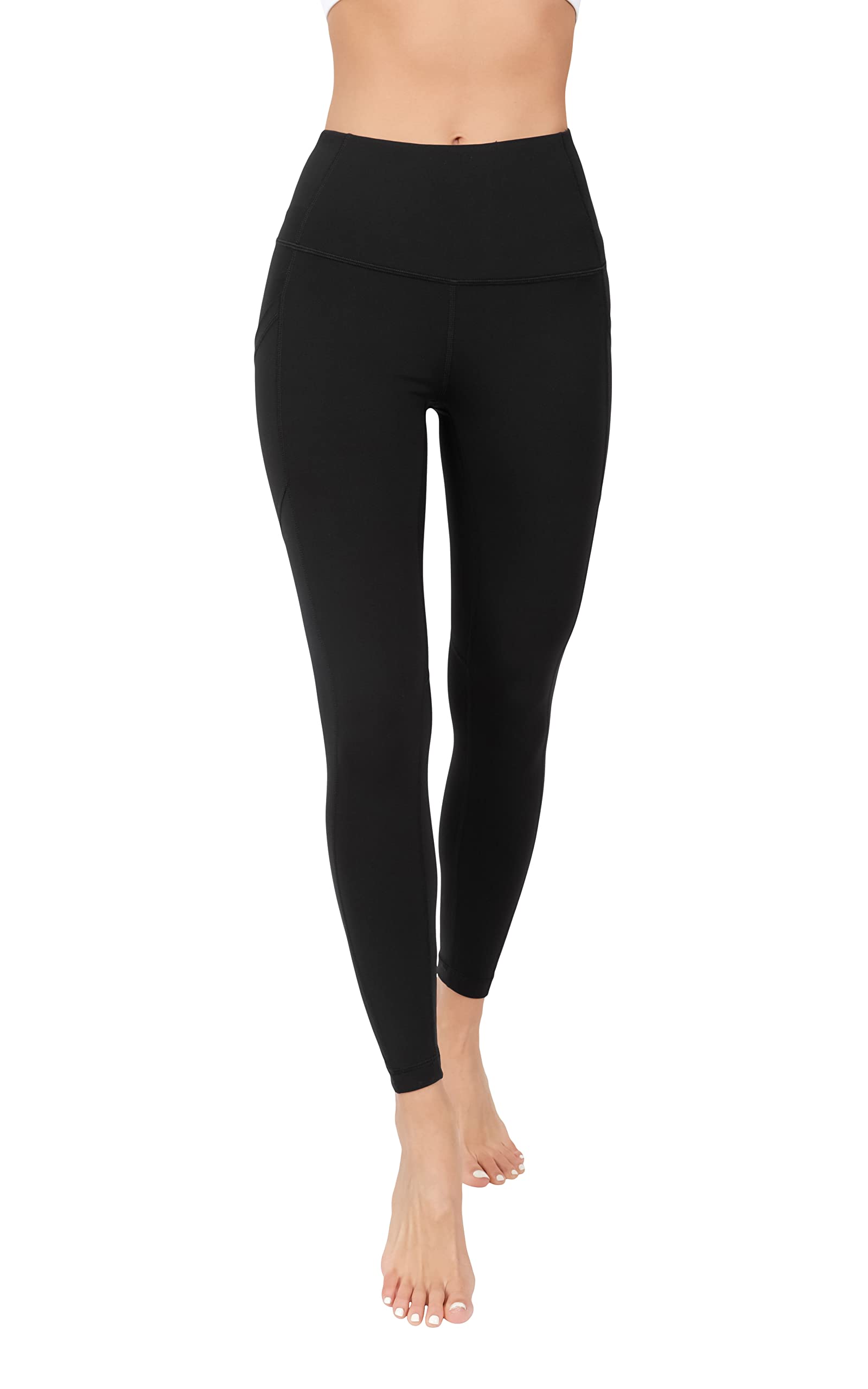 90 Degree by Reflex Power Flex Yoga Pants - High Waist Squat Proof Ankle Leggings with Pockets for Women - Black - Large