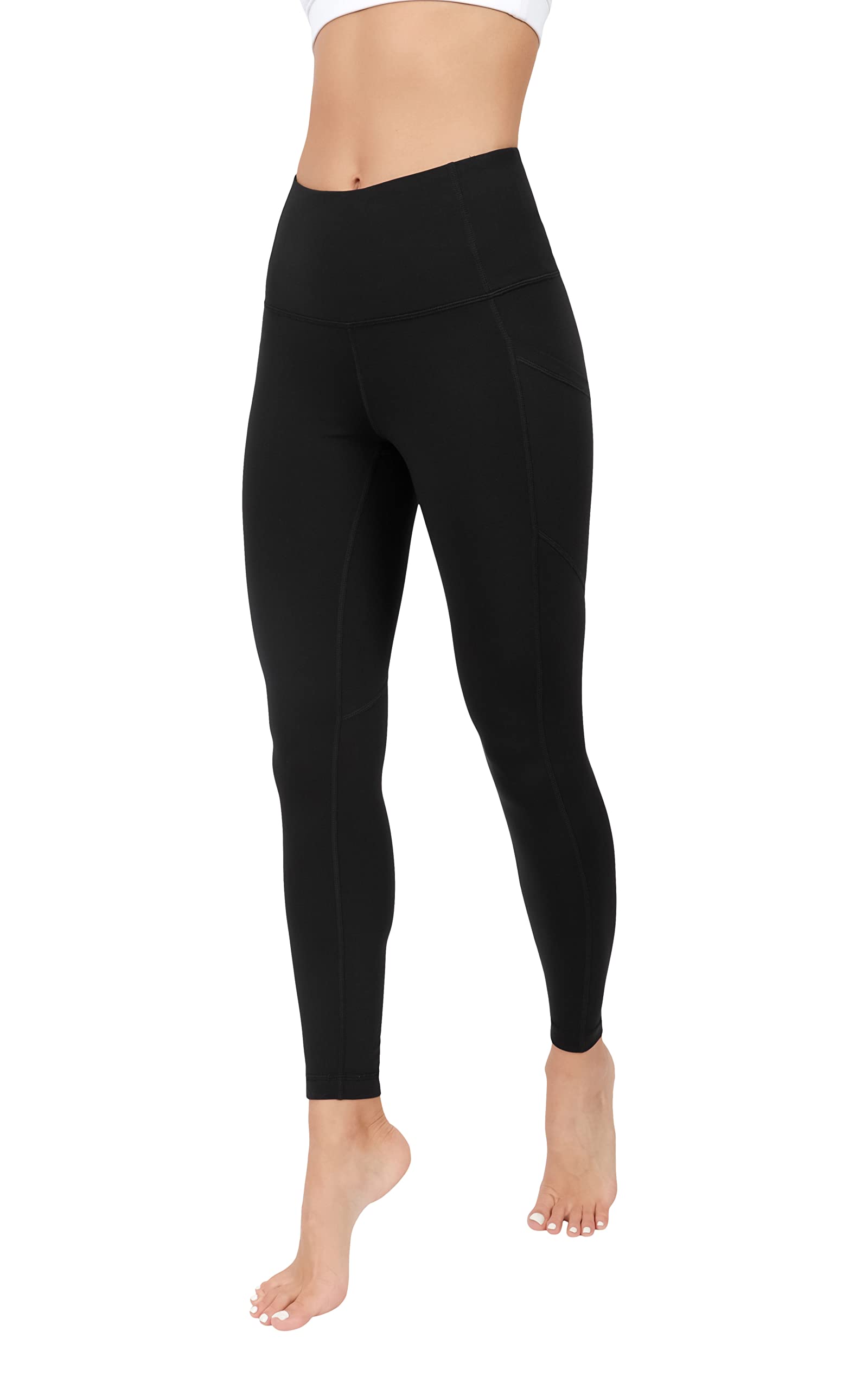 90 Degree by Reflex Power Flex Yoga Pants - High Waist Squat Proof Ankle Leggings with Pockets for Women - Black - Large