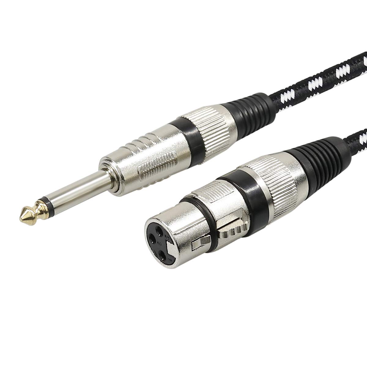 FURUI Microphone Cable 6ft, XLR Female to 1/4' TS Cables, Nylon Braided 6.35mm (1/4 Inch) TS to XLR Cable (XLR Female to TS Unbalanced Cable)