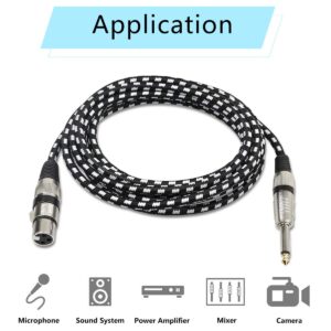 FURUI Microphone Cable 6ft, XLR Female to 1/4' TS Cables, Nylon Braided 6.35mm (1/4 Inch) TS to XLR Cable (XLR Female to TS Unbalanced Cable)