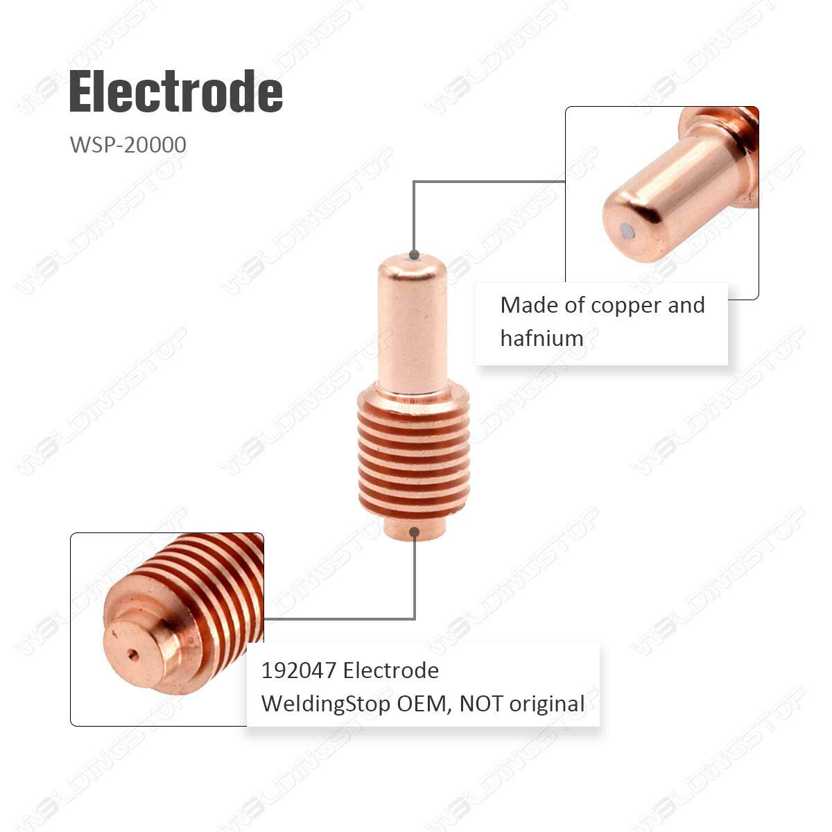 192047 Electrode 192051 Tip for Miller Spectrum 2050/2255 Plasma Cutter ICE-55C/CM Torch PKG-10