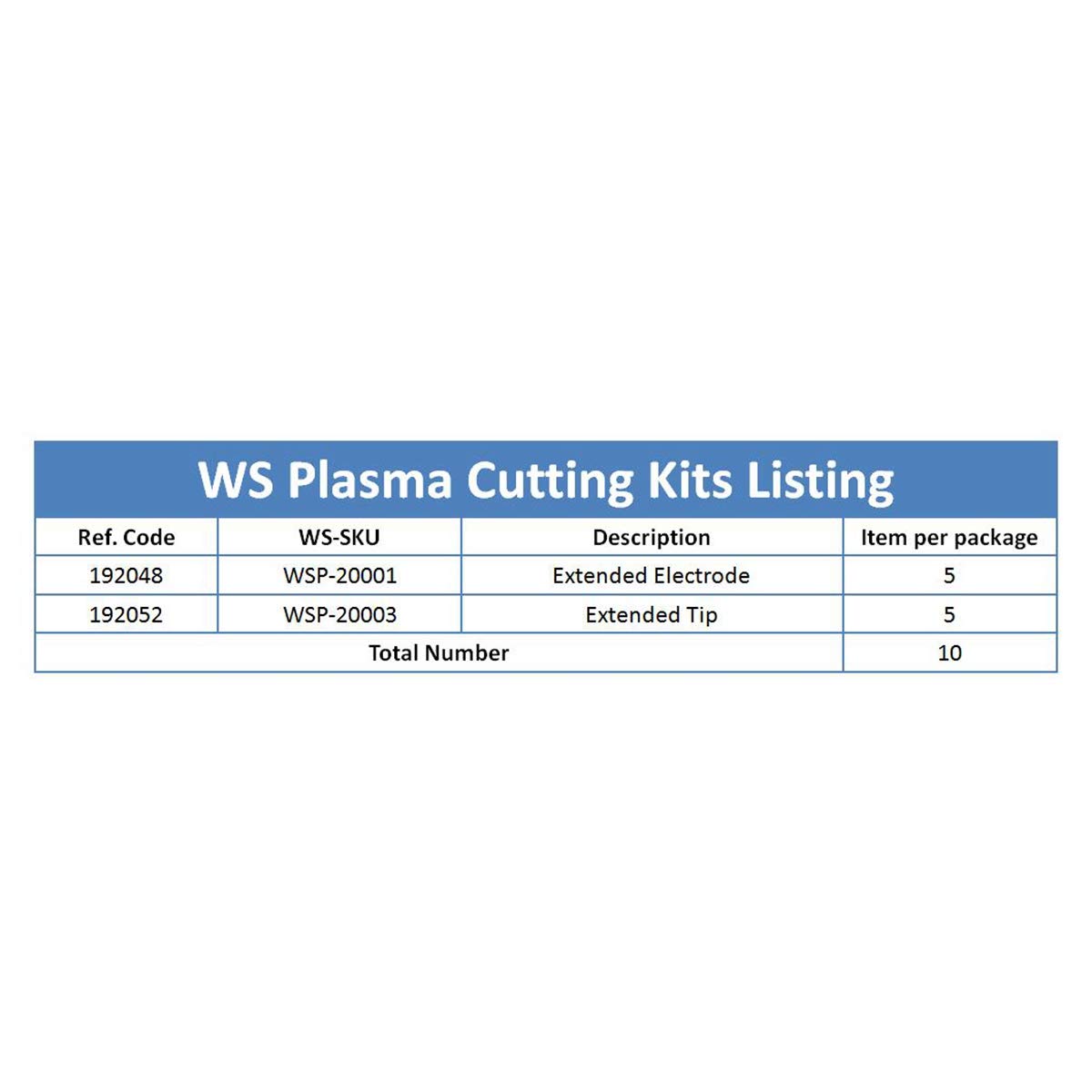 Plasma Extended Electrode Tip For Miller Spectrum 625/625 X-TREME Cutter ICE-40C/40T/55C PK-10