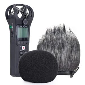 youshares zoom h1n recorder foam & furry indoor/outdoor windscreen muff, pop filter/wind cover shield fits zoom h1n & h1 handy portable digital recorder