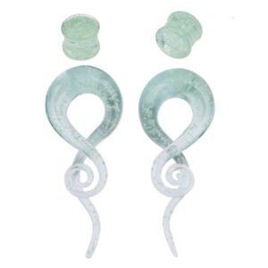 changgaijewelry glow in the dark glass spiral tapers kit with plugs 4 pieces plugs set (0g(8mm))