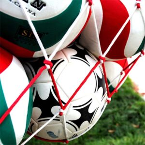 Wendy Mall White Red Basketball Storage Bag Football Soccer Sports Ball Mesh Net Nylon Bag Large Size Ball Carry Bag