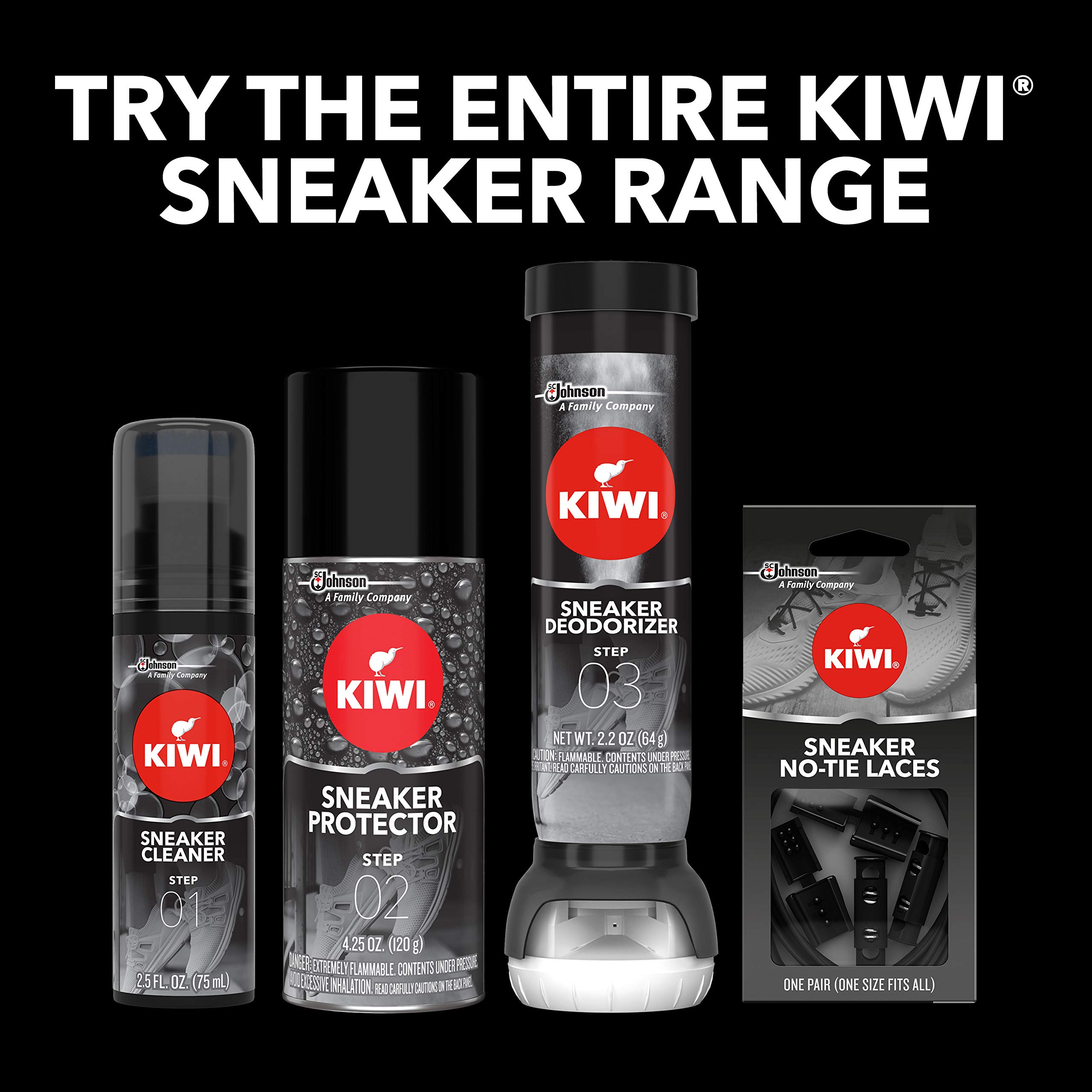 KIWI Sneaker No-Tie Shoe Laces, Black, One Size Fits All, 1 Pair