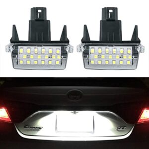 gempro 2pcs led license plate light lamp assemly for toyota camry yaris highlander prius c avalon, powered by 18smd xenon white led lights