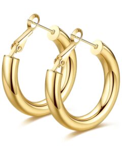 wowshow chunky thick gold tube hoops earrings for women