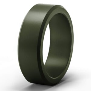 thunderfit silicone rings for men, flat top angled edge rubber wedding bands 9.8mm wide 2mm thick - 1/4/7 variety multipack (dark green - size 10.5-11 (20.6mm))