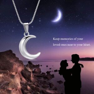 Imrsanl Cremation Jewelry for Ashes Moon Urn Necklace Stainless Steel Memorial Lockets Keepsakes Jewelry for Ashes Pendant - Fill kit (Silver)