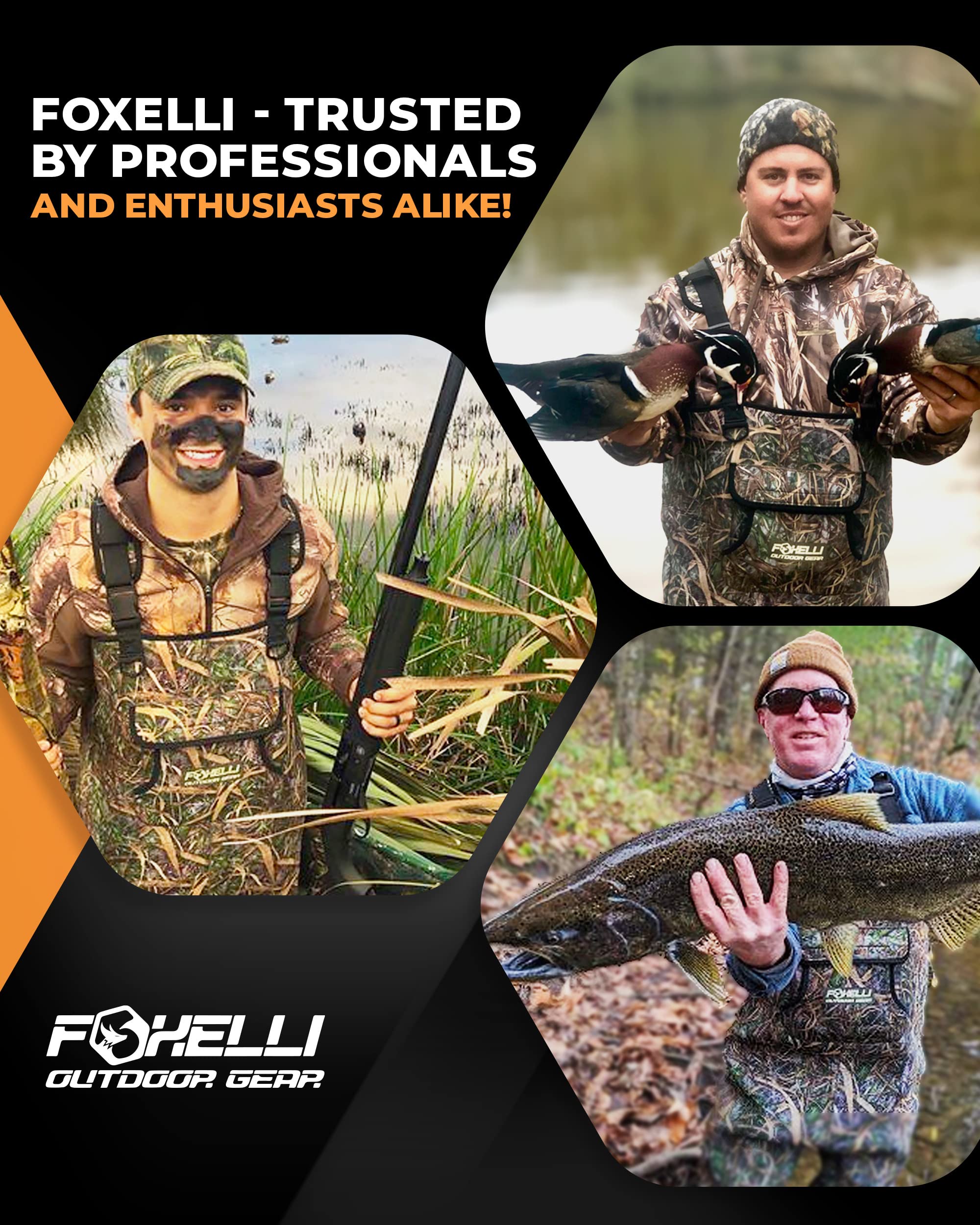 Foxelli Neoprene Chest Waders, Camo Hunting & Fishing Waders for Men & Women with Boots, Waterproof Bootfoot Waders