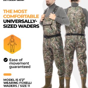 Foxelli Neoprene Chest Waders, Camo Hunting & Fishing Waders for Men & Women with Boots, Waterproof Bootfoot Waders