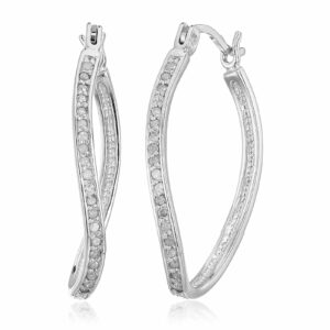 vir jewels 1/4 cttw diamond hoop earrings .925 sterling silver with rhodium plating 1 inch