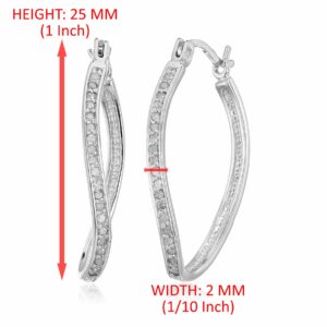 Vir Jewels 1/4 cttw Diamond Hoop Earrings .925 Sterling Silver with Rhodium Plating 1 Inch