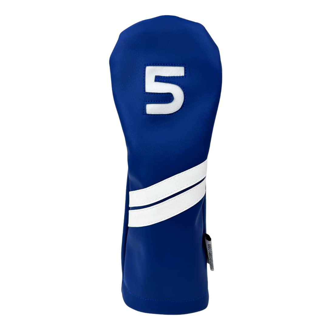 Sunfish Leather Fairway 5 Wood Golf Headcover Blue with White Stripes