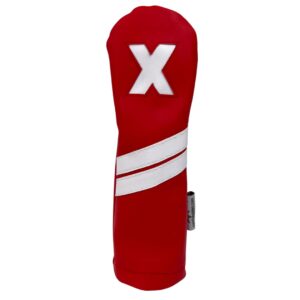 Sunfish Leather Golf Headcover Set 1-3-X Driver 3 Wood Fairway Hybrid Red and White