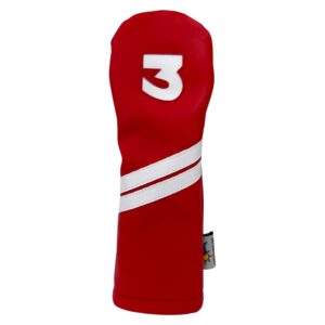 Sunfish Leather Golf Headcover Set 1-3-X Driver 3 Wood Fairway Hybrid Red and White