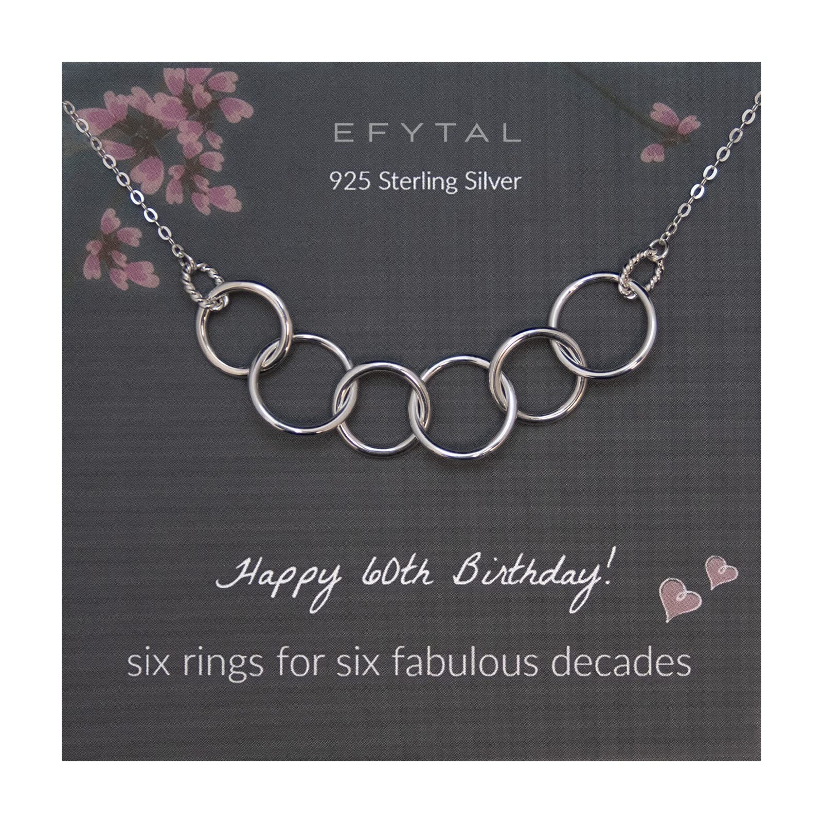 EFYTAL 60th Birthday Gifts for Women, 925 Sterling Silver Six Circle Necklace For Her, Gifts for 60 Year Old Woman, 60 Birthday Friendship Necklace for Women