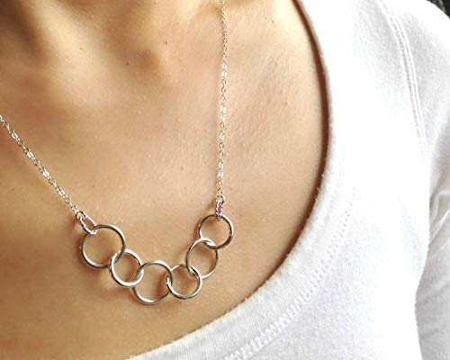 EFYTAL 60th Birthday Gifts for Women, 925 Sterling Silver Six Circle Necklace For Her, Gifts for 60 Year Old Woman, 60 Birthday Friendship Necklace for Women