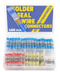 haisstronica 180pcs solder seal wire connectors-waterproof solder wire connectors kit-heat shrink butt connectors for marine,watercraft,electrical,electronics,aircraft,boat,truck,stereo,joint